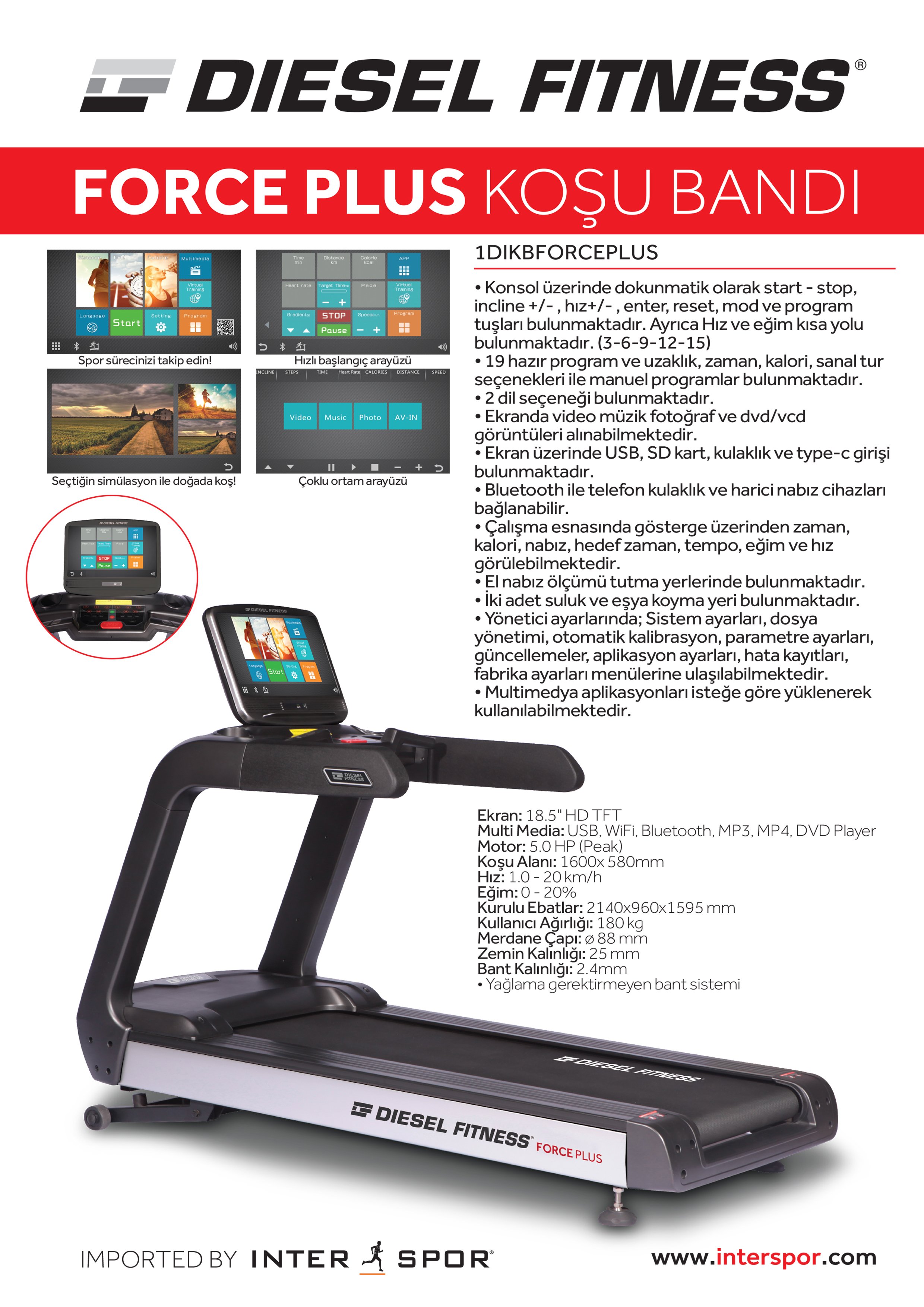Diesel Fitness Force Plus TV'li Koşu Bandı,Diesel Force Plus TV'li Koşu ...